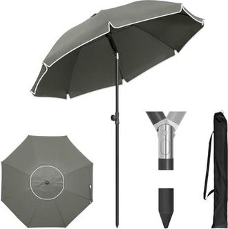 Woltu Parasol de Jardin Ø175cm, Parasol Inclinable avec Tissu Anti-UV pour UPF 50+, Hauteur Réglables, pour Balcon/Terrasse/Patio/Piscine/Plage, Gris foncé