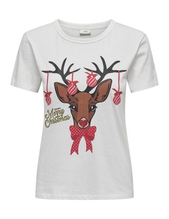 Jacqueline de Yong JdY Damen Jdymichigan Life S/S Xmas Top JRS Atk, Cloud Dancer, M