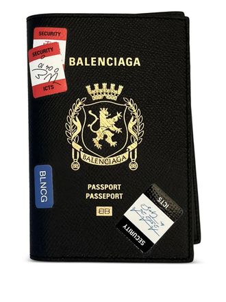 Balenciaga Pass-Etui mit L&ouml;wenwappen - Schwarz