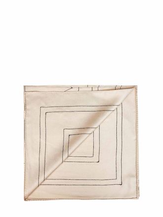 Toteme Womens Silk Scarf Embroidered Monogram Ivory Scarfs