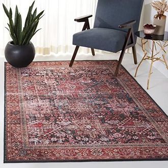 Safavieh Traditionell Teppich für Maschinenwaschbar und rutschfest - Ideal für stark frequentierte Bereiche - Tucson Collection, Kurzer Flor, Beige und Grau, 1