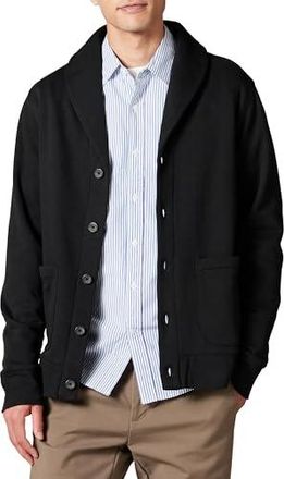 Amazon Essentials Cardigan &agrave; Manches Longues et Col Ch&acirc;le, en Molleton Homme, Noir, L