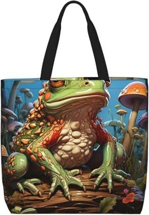 Generic Grenouille De Dessin Anim&eacute; Sac Fourre-Tout R&eacute;utilisable Sacs De Courses Grand Sac A Main Femme Pour Travail Voyage Gym