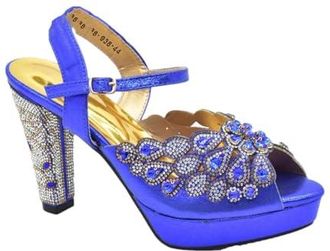 Generic Ensemble chaussures et sac pour femme avec chaussures et sacs assortis à strass et talons hauts, Bleu Only Chaussures, 42.5 EU