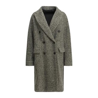 Brunello Cucinelli Doppelreihiger Mantel mit Fischgr&auml;tmuster - - Coats - Damen - Grau - M
