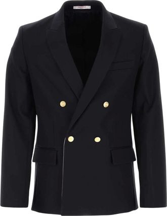 Valentino Garavani Homme, Costumes, Bleu, Taille: XL Veste Crois&eacute;e en Coton