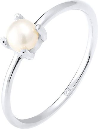 Elli Ring Damen Solitär mit Süßwasserperle in 925 Sterling Silber