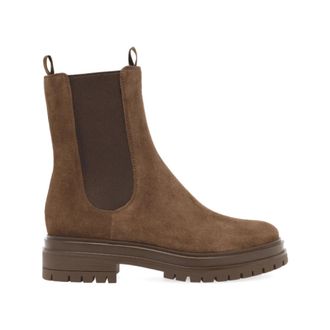 Gianvito Rossi Braune Wildleder Stiefeletten mit elastischen Eins&auml;tzen - - Shoes - Damen - Braun - 40 EU