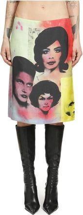 Versace Femme, Jupes, Multicolore, Taille: 40 FR Jupe Crayon en Twill de Soie Imprim&eacute;e