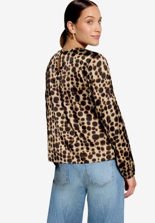 Zero Satinbluse mit Muster und Rundhalsausschnitt