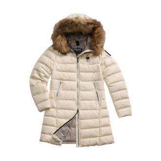 Blauer Graue Steppjacke mit Pelzbesatz - - Coats - Damen - Beige - S