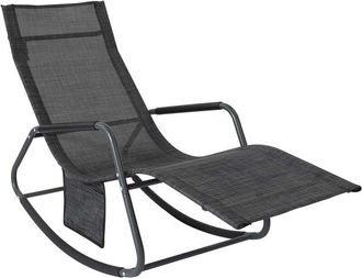 SoBuy Sobuy - Fauteuil &agrave; Bascule Transat de Relaxation Chaise Longue Bain de Soleil Rocking Chair - avec Pochette lat&eacute;rale et Repose-Pieds OGS47-MS