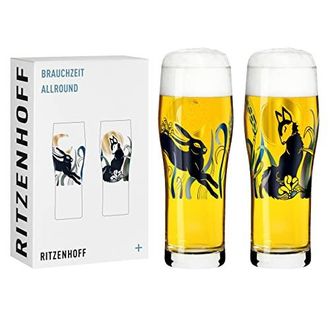 Ritzenhoff 3781001 Bierglas, 600 ml - Serie Brauchzeit Nr. 1, 2 Stk. mit abgestimmtem Motiv - Made in Germany