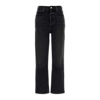 A Gold E Femme, Jeans, Noir, Taille: W28 90s Pinch Waist Crop