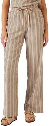 Damart Pantalon Large Ray&eacute; pour Femme, Coupe Ample, Beige Ray&eacute;, 42