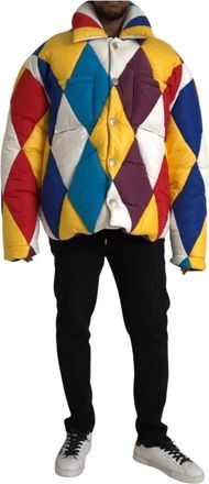 Dolce & Gabbana Homme, Vestes, Multicolore, Taille: XL Harlequin Puffer Jacket
