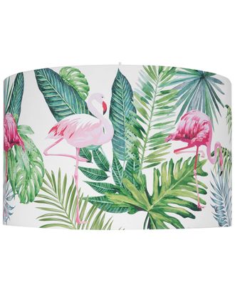 Beliani Fr&ouml;hliche Pendelleuchte in Dschungel-Optik wei&szlig; Flamingo