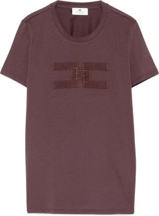 Elisabetta Franchi Femme, Tops, Brun, Taille: 46 FR T-Shirt Col Rond