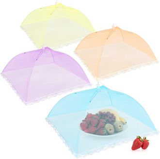 Com-Four 4X Speisehauben, Faltbare Obsthaube 45 cm - Bunte Abdeckhauben für Lebensmittel - Fliegen-Schutz, Fliegenschutz und Insektenschutz beim Essen (4 Stück