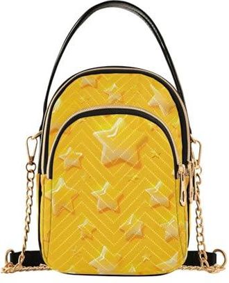 Mnsruu Sac à bandoulière pour femme avec motif étoiles jaunes - Petit sac à bandoulière avec sangle réglable