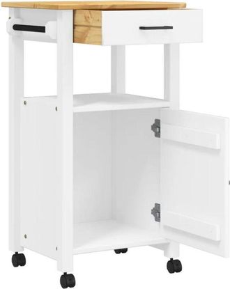 vidaXL vidaXL MONZA K&uuml;chenwagen aus massivem Holz wei&szlig; 48x40x90 cm