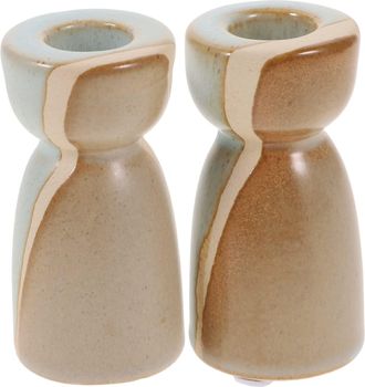 Garneck Retro Kerzenhalter Keramik 2 St&uuml;ck Kerzenst&auml;nder Stabkerzenhalter Wohnraumdeko Wohnzimmer Tischdeko