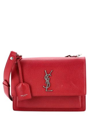 Saint Laurent Sunset Satchel Leather Medium crossbody bag - Rouge