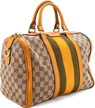 Gucci Vintage Web Boston Bag GG Canvas Medium satchel - Nude