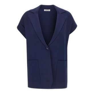 KANGRA Femme, Vestes, Bleu, Taille: 38 FR Gilet en maille sans manches