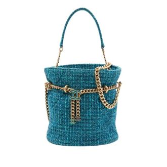 Chanel Sac seau Pre-owned en tweed - Femme - Pre-owned - Bleu - Taille: ONE Size