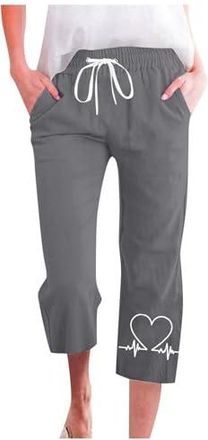 Generic Pantalon en coton et lin pour femme - Jambe large - Pantalon de plage d&eacute;t&eacute; pour femme - Confortable - Pantalon de yoga Palazzo XIYU26034, gris, XXL