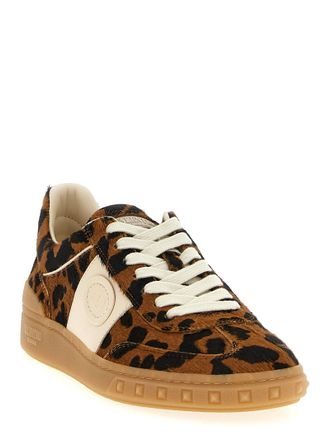 Valentino Garavani Womens Brown Calfskin Low Top Sneakers