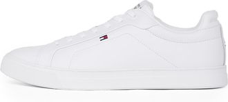 Tommy Hilfiger Herren Court Sneaker Icon Flag Essential aus Leder, Weiß (White), 41