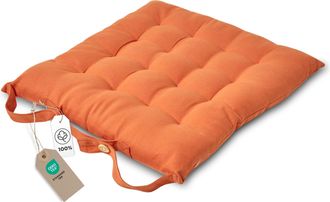 Homescapes Stuhlkissen 40x40 cm Terracotta-orange - Sitzkissen Outdoor/Indoor mit Baumwollbezug, Sitzpolster waschbar und Oeko-TEX-Zertifiziert f&uuml;r Esszimmer-, K