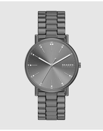 Skagen Signatur Uhr mit drei Zeigern aus Edelstahl in Gunmetal-Grau