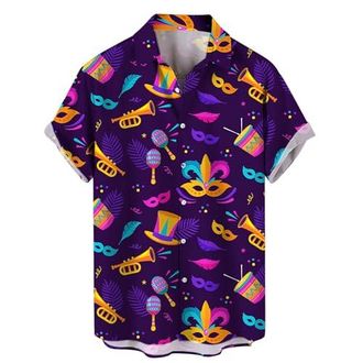 Generic Costumes de carnaval - Chemise &agrave; manches courtes - Chemise d&eacute;t&eacute; &agrave; manches courtes - Chemise de plage respirante et l&eacute;g&egrave;re - Chemise de vacances confor