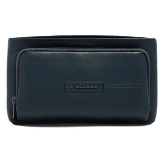 Piquadro Leder Clutch mit abnehmbarem Handgelenkriemen - - Bags - Herren - Blau - ONE SIZE