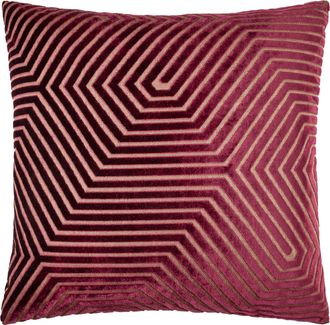 Riva Paoletti Evoke Samt-Kissenbezug - Luxuri&ouml;ser dekorativer quadratischer Kissenbezug mit Chevron-Muster (Burgunderrot - 55x55cm), Burgund