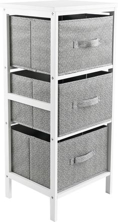 CARRYHOME Kommode, Grau, Wei&szlig;, Holz, Textil, Karton, Holzwerkstoff, Kiefer, massiv, 3 Schubladen, 37x80x30 cm, Typenauswahl, stehend, in verschiedenen Gr&ouml;&szlig;en er