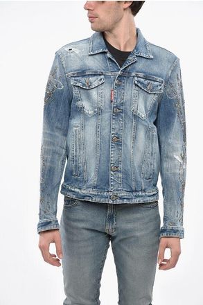 Dsquared2 Denim WESTERN Jacket with Jewels size 44