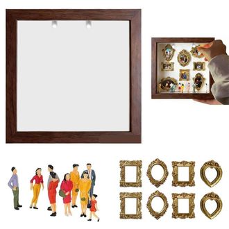 Generic DIY Mini Museum Silhouette Box, Kreatives Erinnerungsdisplay Kit mit Mini Figuren Gold Rahmen, Feiern Sie Ihre einzigartigen Erinnerungen mit Stil, Ei