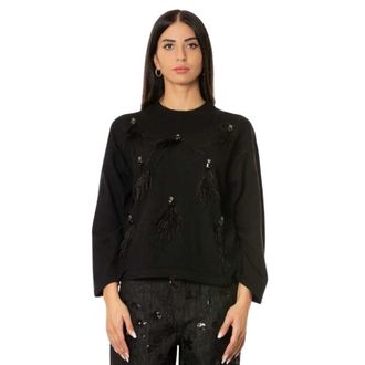 Isabelle Blanche Maglia girocollo con ricami - - Knitwear - Damen - Schwarzk - S