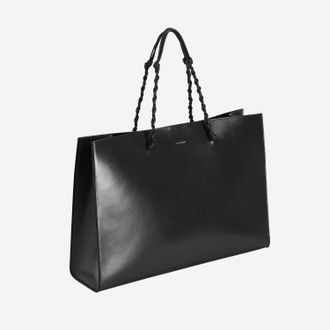 Jil Sander Womens Leather Tote Bag Black Shoulder