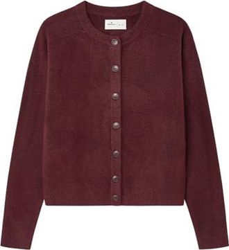 Springfield Round Neck Elastane Cardigan col Rond, Rouge Bordeaux, XS Femme