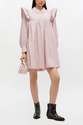 Ganni rosa rosaes Mini-Hemdkleid Bio-Baumwolle - Gr&ouml;&szlig;e 34