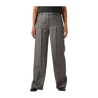 Another Label Elegante Pin Stripe Plissee Hose - - Trousers - Damen - Grau - L