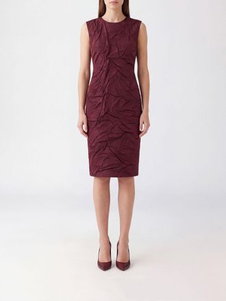 Max Mara &Auml;rmelloses Satin-Etuikleid mit Knittereffekt von
