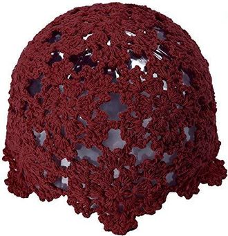 ZLYC Bonnet crocheté en coton pour femme avec motif tête de mort et découpe florale faite à la main, bordeaux, Taille unique