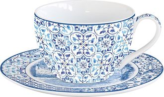 Easy Life Tasse et soucoupe en porcelaine 280 ml. dans un emballage de couleur INDIGO