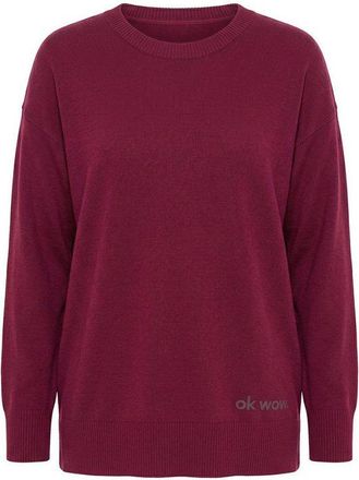 Miamoda Strickpullover Pullover Loose Fit Schriftzug am Saum Langarm